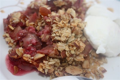 Raspberry and Rhubarb Crumble