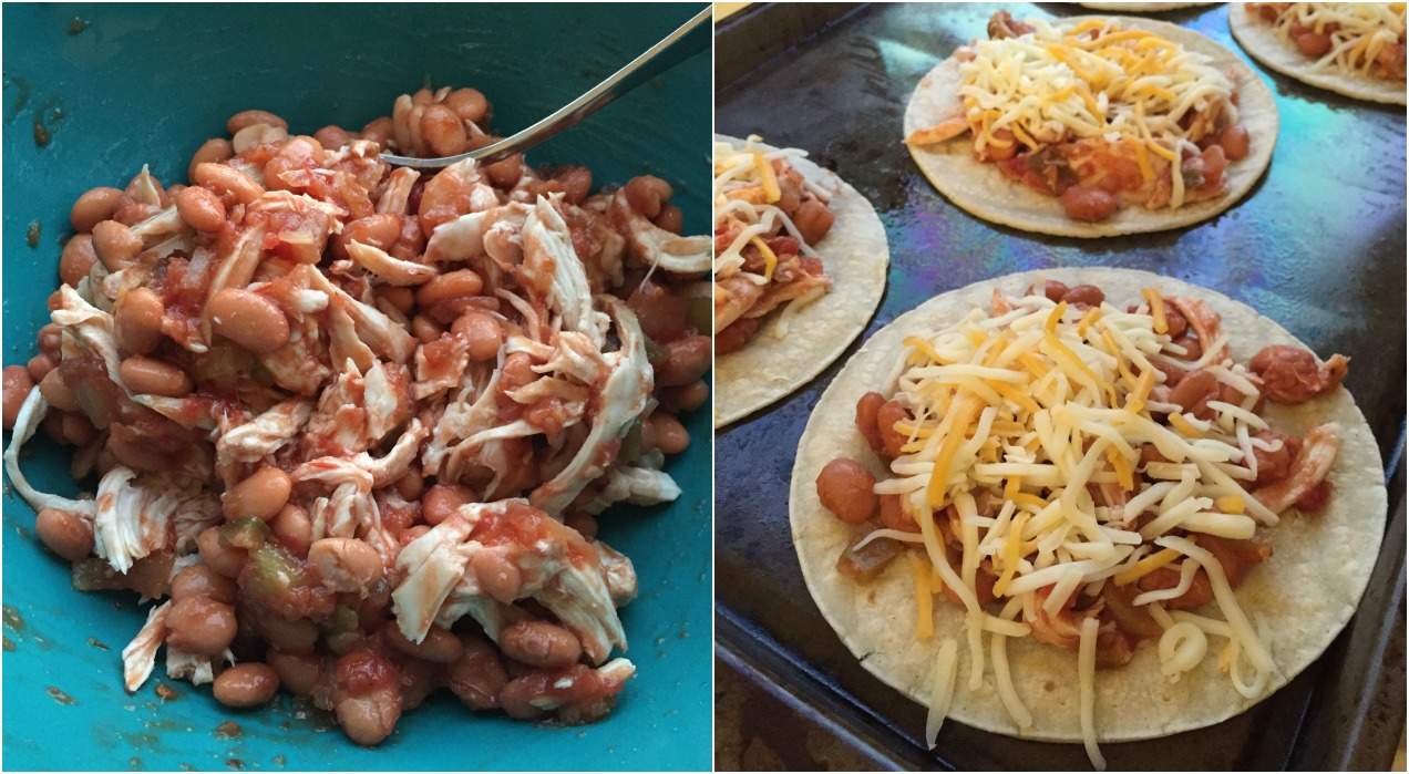Salsa Chicken and Bean Baked Tostadas for Easy Weeknight Dinner