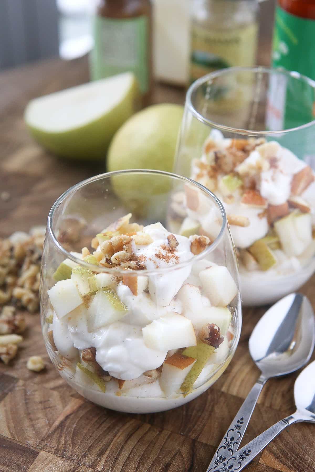 Greek Yogurt Parfait with Pears and Walnuts - Aggie's Kitchen
